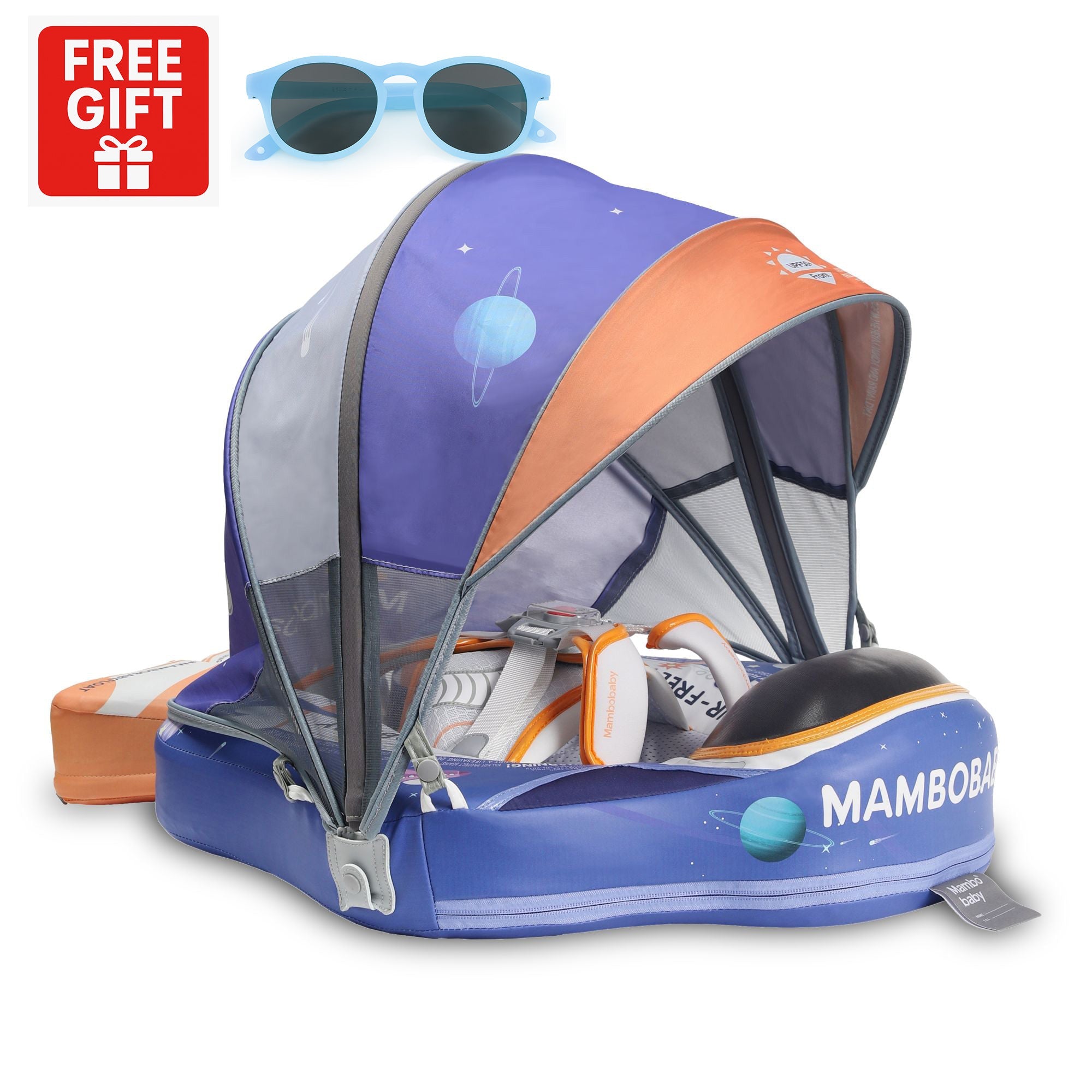 Mambobaby Float with Canopy and Tail Astronauts Purple